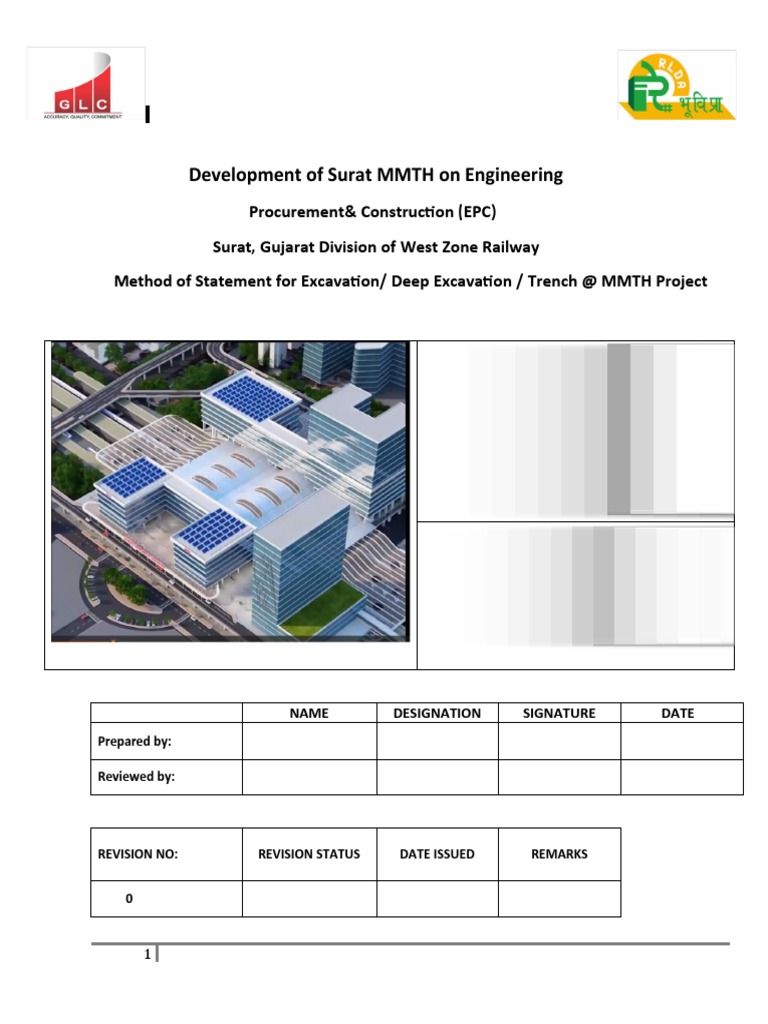 METHOD STATEMENT FOR DEEP EXCAVATIONS@ MMTH Project1 - R0 | PDF ...