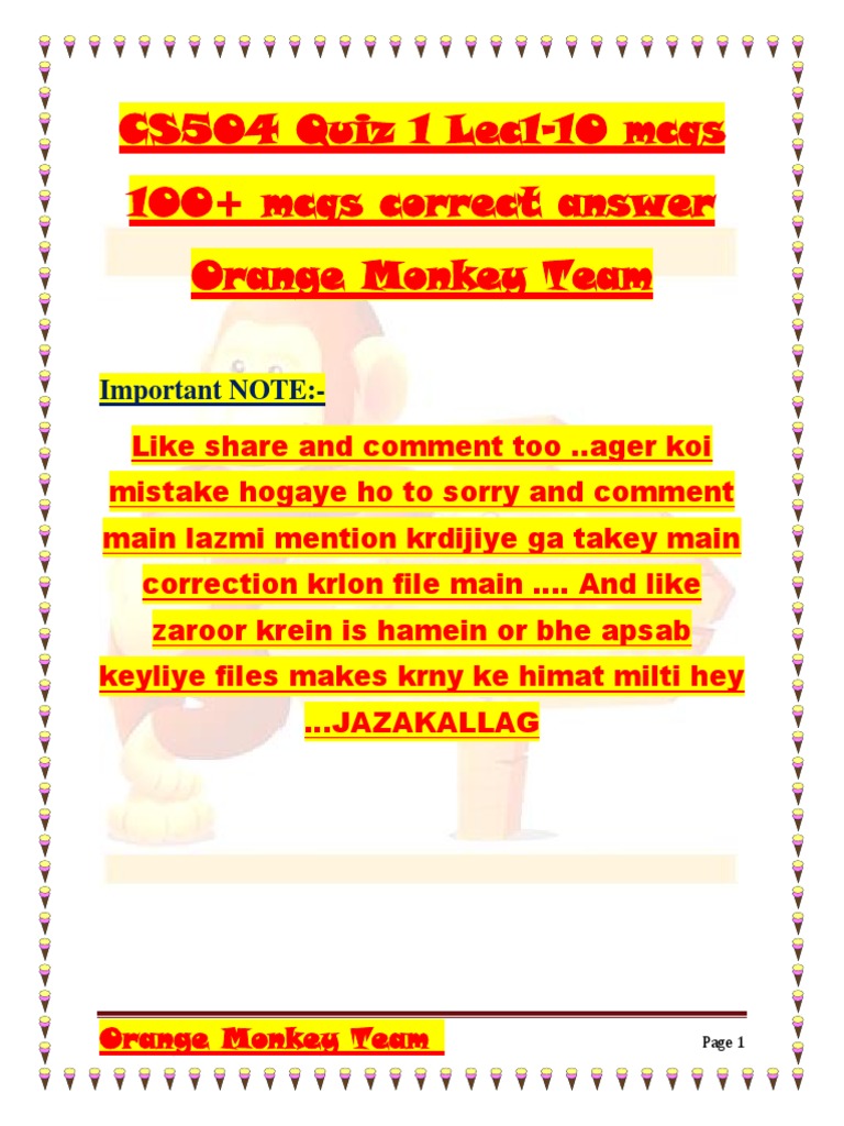 CS504 Quiz-1 Lec1-10 | PDF | Object Oriented Programming | Use Case