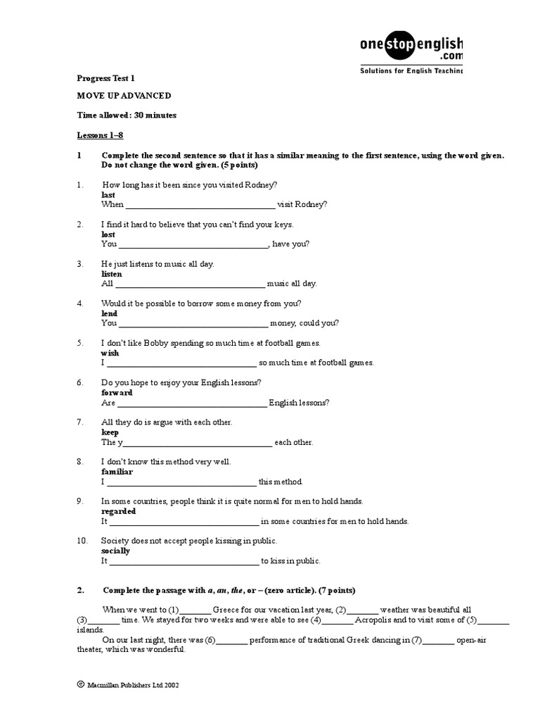 Progress Test1 Pdf