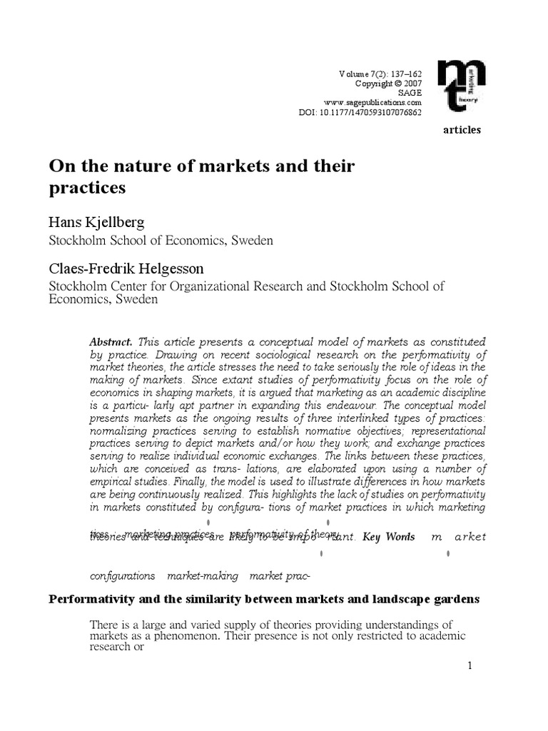 4-On The Nature of Markets and Their Practices | PDF | Market ...