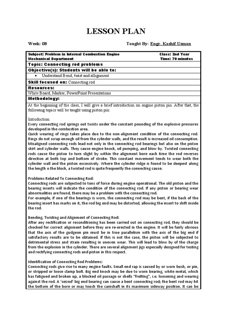 LP-8 Connecting Rod Problems Done | PDF | Piston | Engines