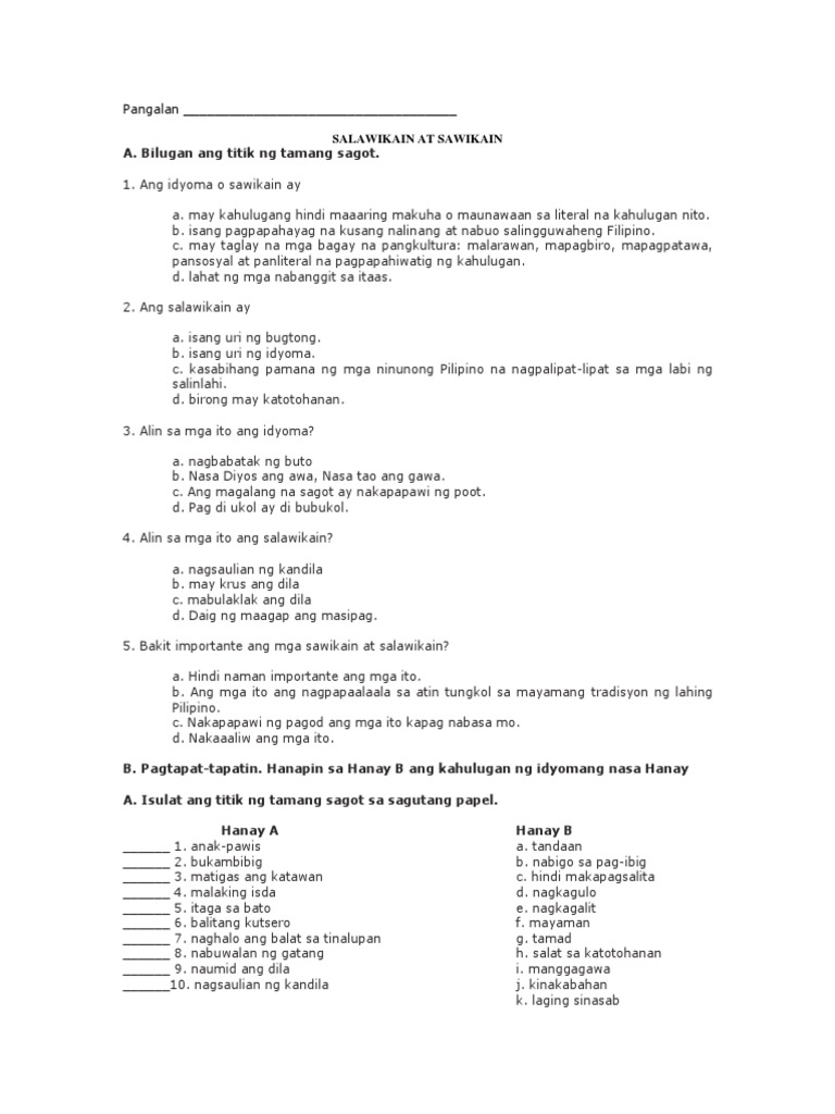 Salawikain at Sawikain | PDF