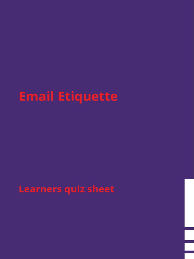 Email Etiquette Quiz Learner | Download Free PDF | Paragraph ...
