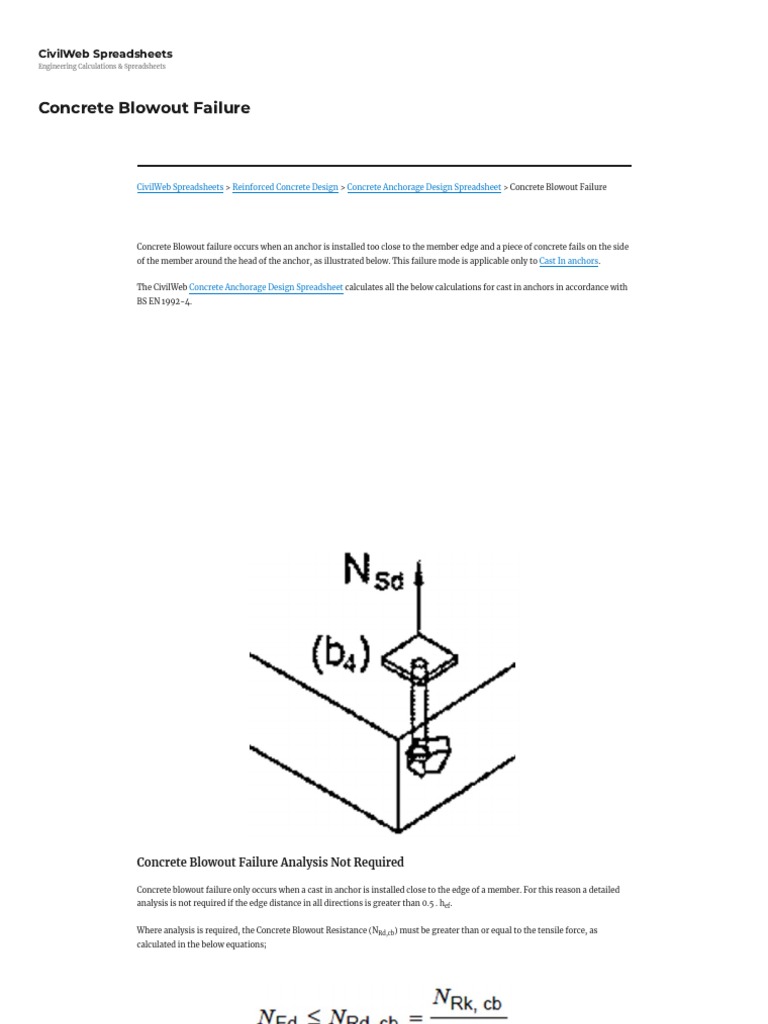 Concrete Blowout Failure Analysis | PDF | Concrete | Beam (Structure)