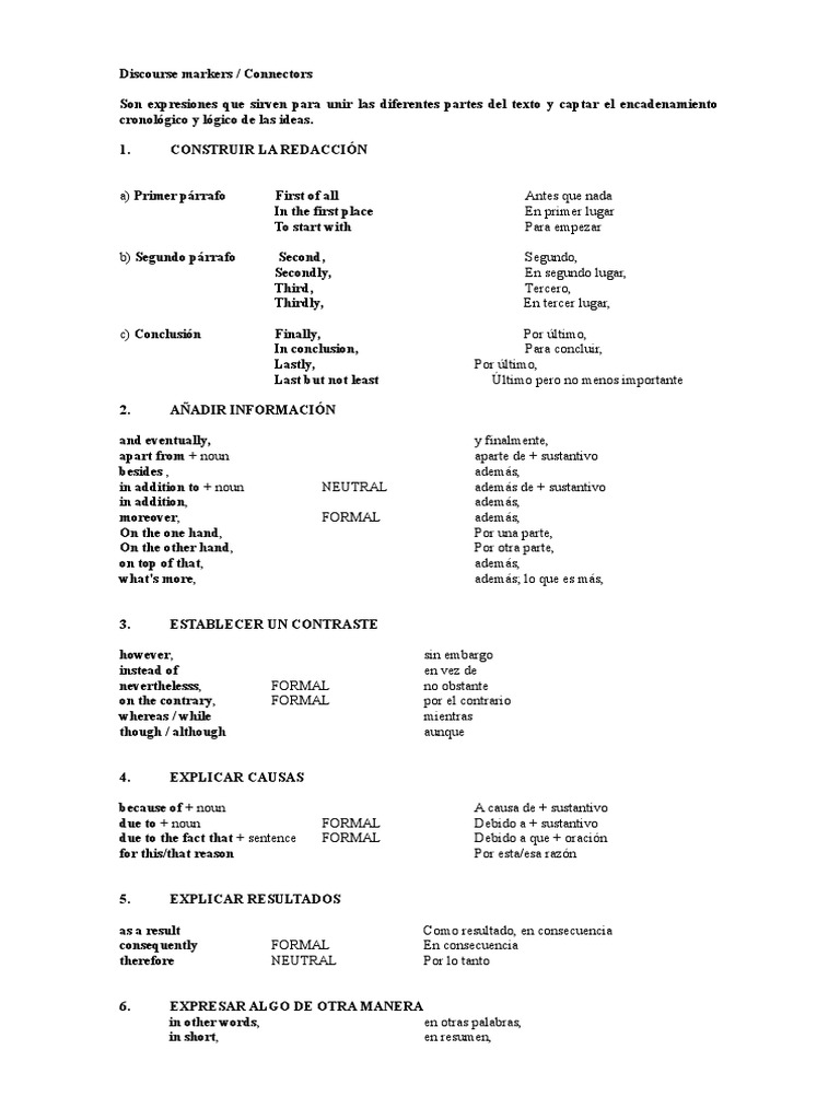 Discourse Markers | PDF
