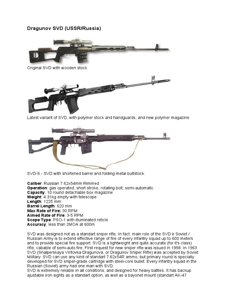 Dragunov SVD Sniper Rifle Overview | PDF