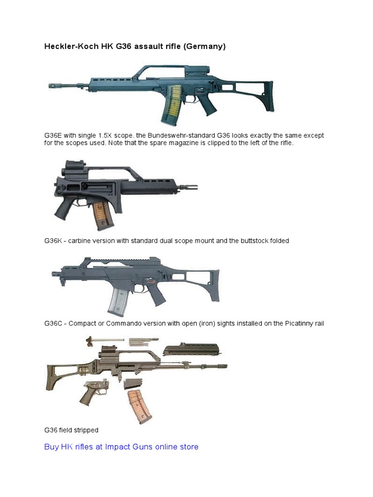 Heckler & Koch g36 (Germany) | PDF | Flight | Firearm Components