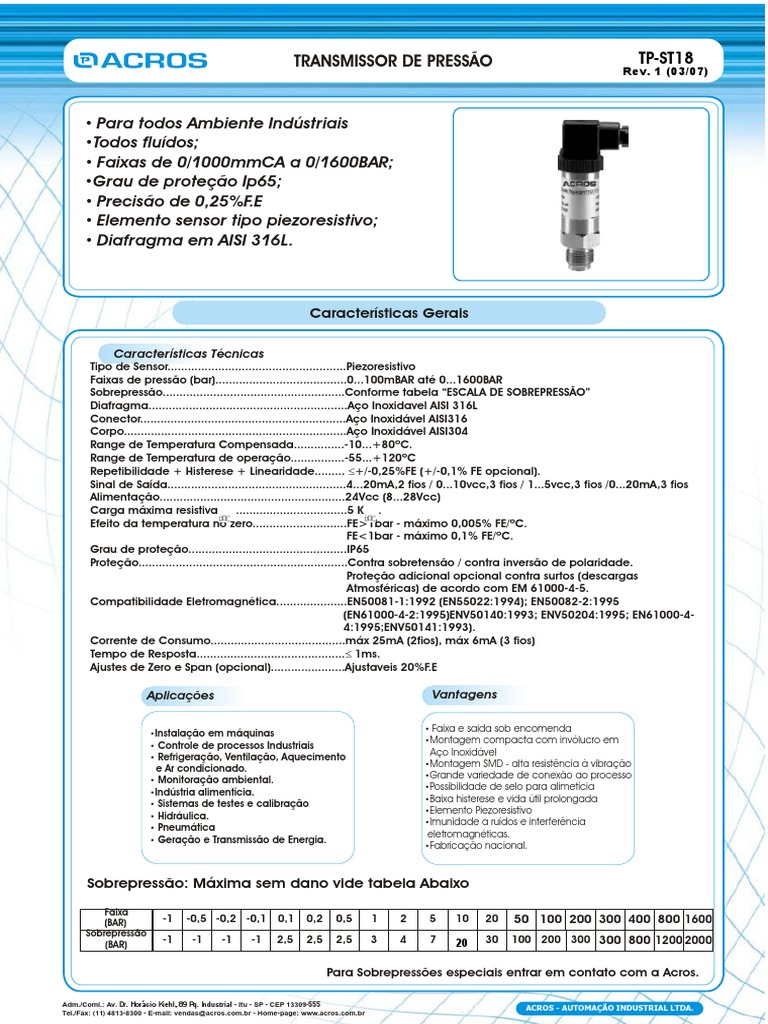 Sensor TP-ST18 | PDF | Ciências Físicas | Engenharia Elétrica
