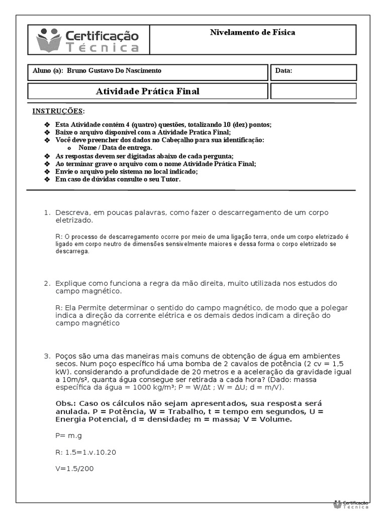 Nivelamento Da Fisica - Atividade Pratica Final | PDF