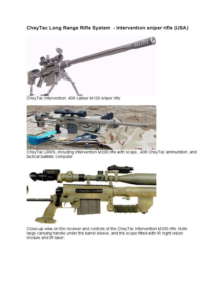 Cheytac Long Range Rifle System - Intervention Sniper Rifle (Usa) | PDF ...