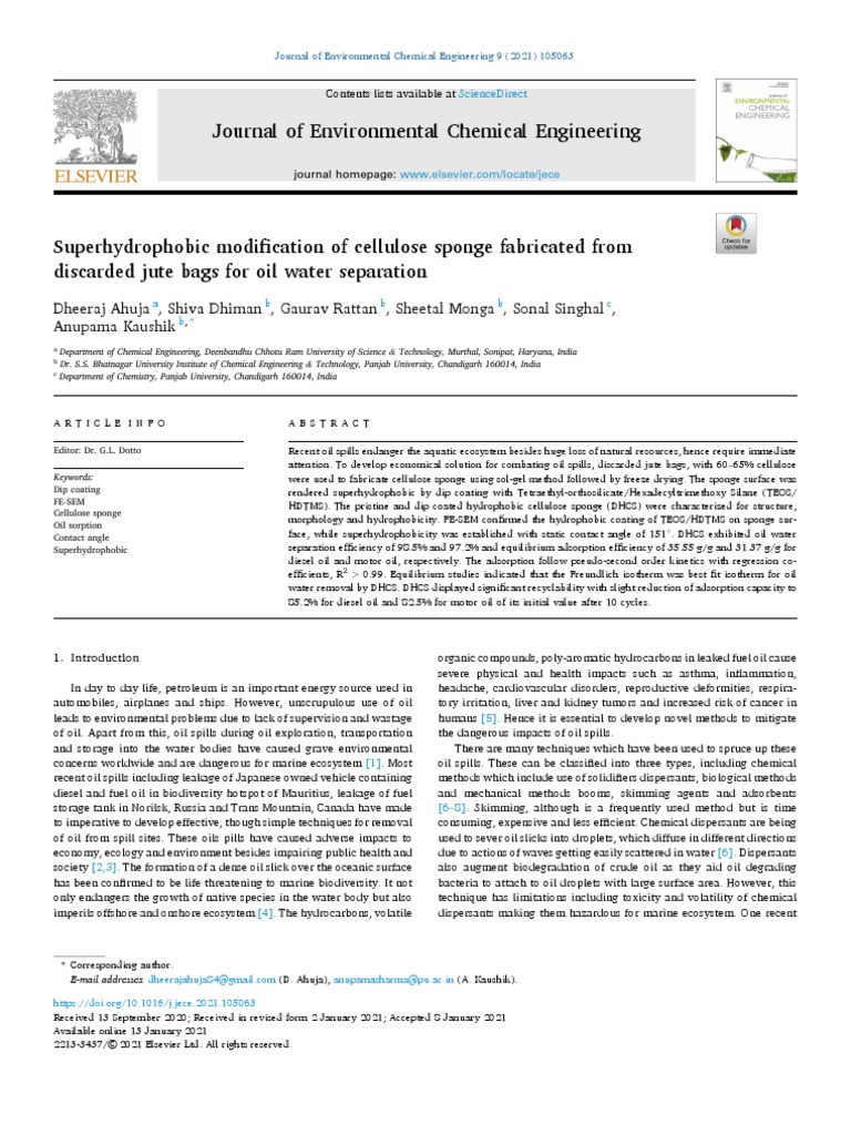 1 s2.0 S2213343721000415 Main | PDF | Adsorption | Physical Sciences