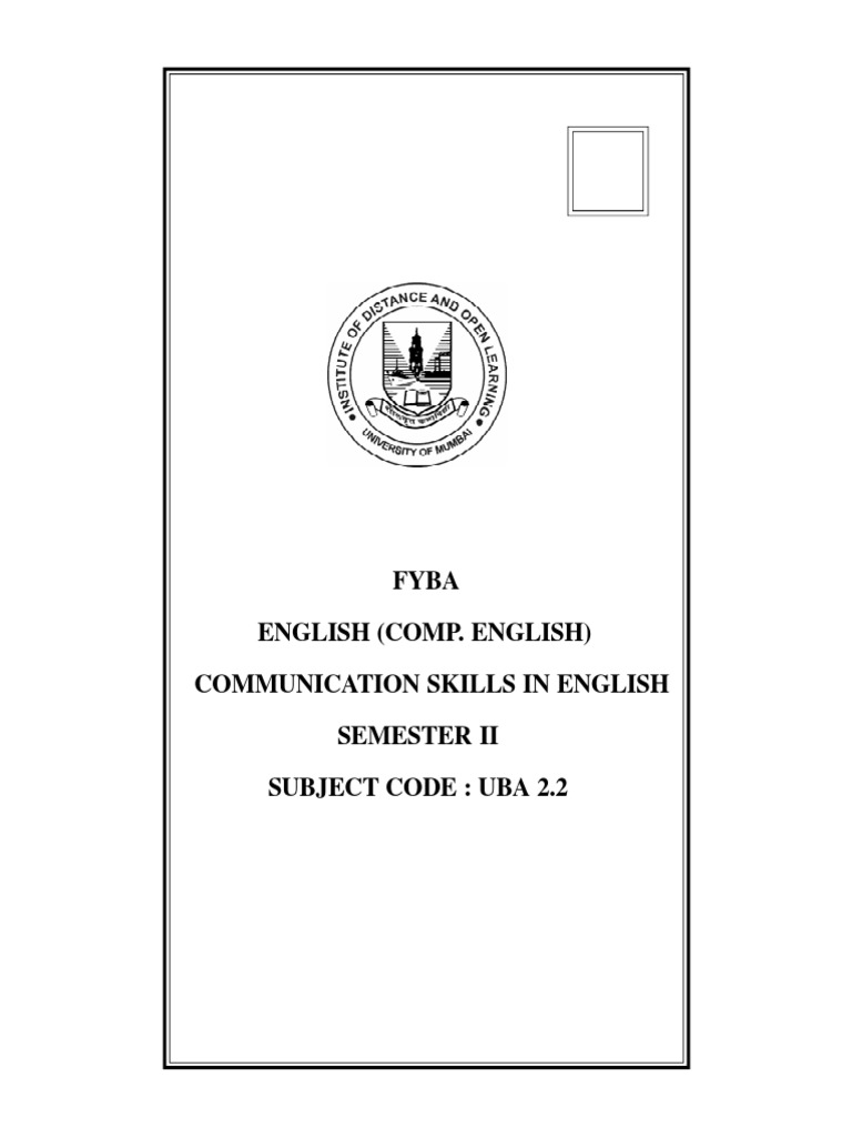 FYBA Communication Skills in English SEM II | PDF | Editing | Part Of ...