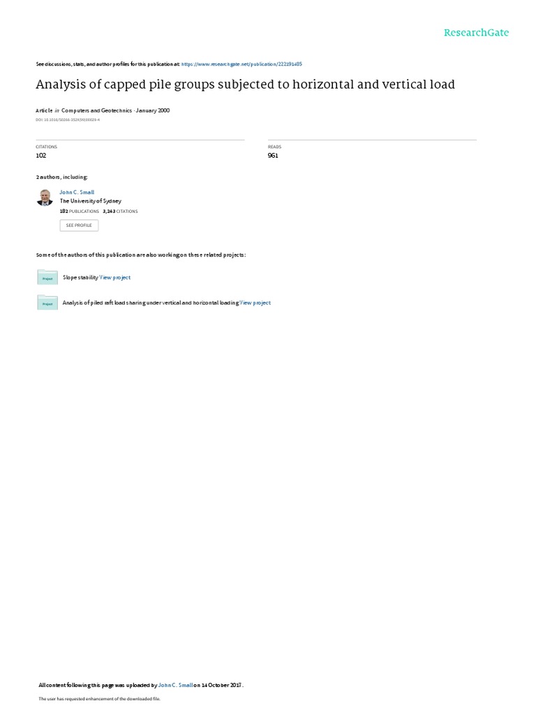5analysis of Capped Pile Groups Subjected To Horizontal and Vertical Loads | PDF | Geotechnical ...