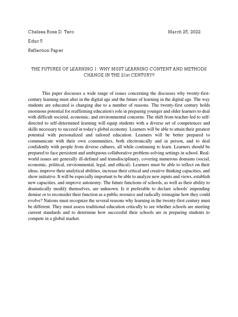 Educ 5 Reflection | PDF