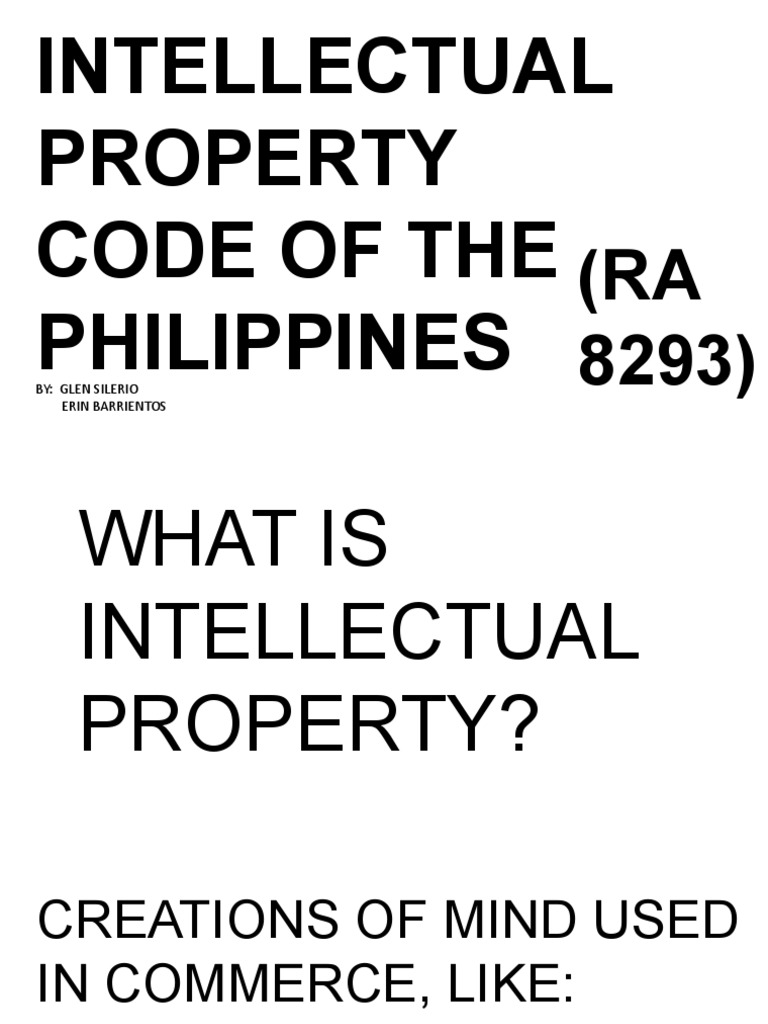 RA 8293: Intellectual Property Code | PDF | Patent | Trademark
