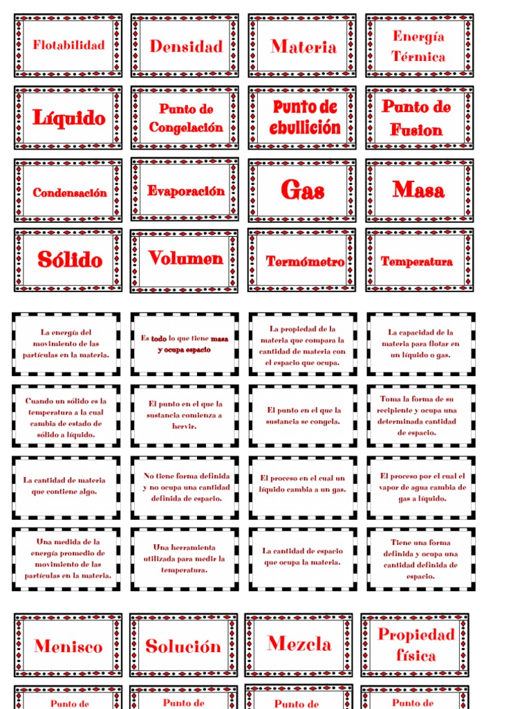Propiedades de La Materia - Tarjetas para Estudiar | PDF | Líquidos ...