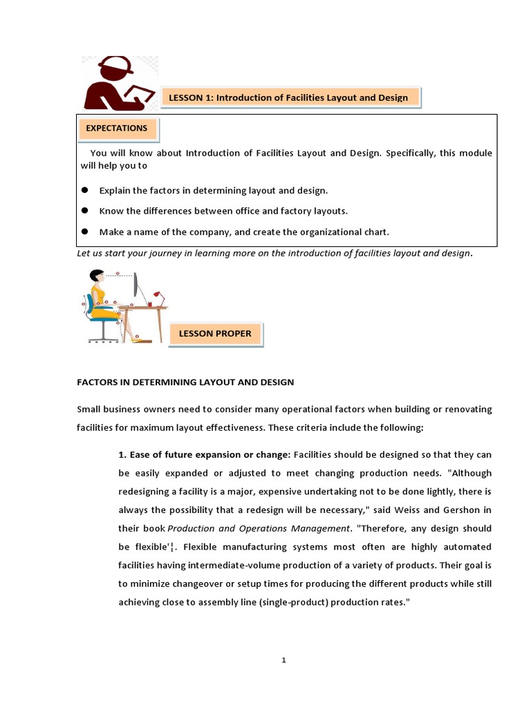 LESSON 1 - Facilities Layout and Design | PDF | Retail | Inventory