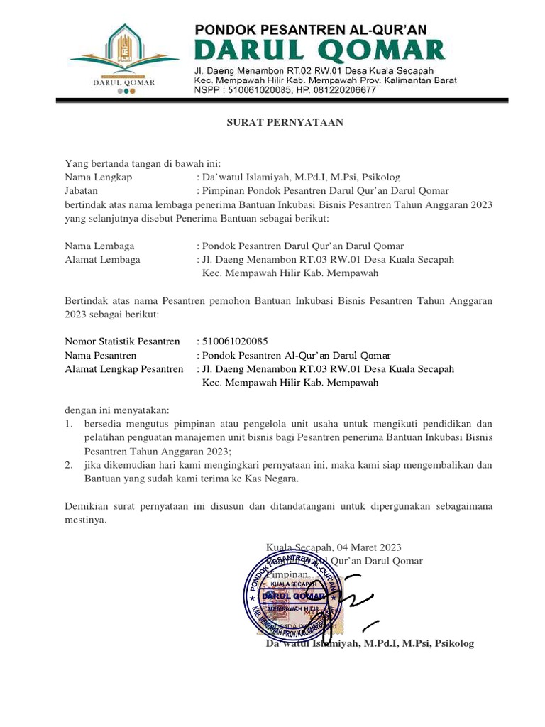 Pernyataan Komitmen | PDF | Karier & Perkembangan | Pengembangan Diri