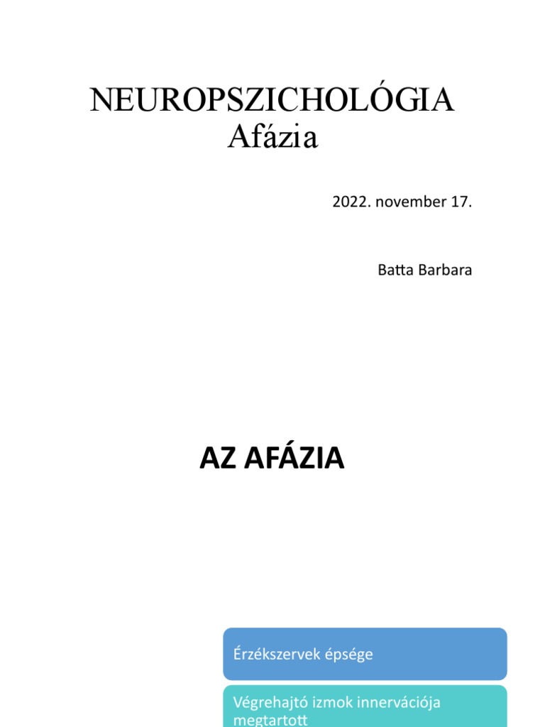 Neuropszichológia 6 Afázia | PDF