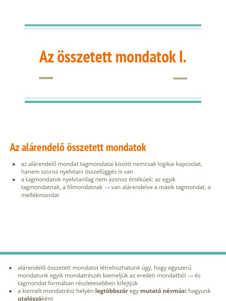 Az Összetett Mondatok I. | PDF