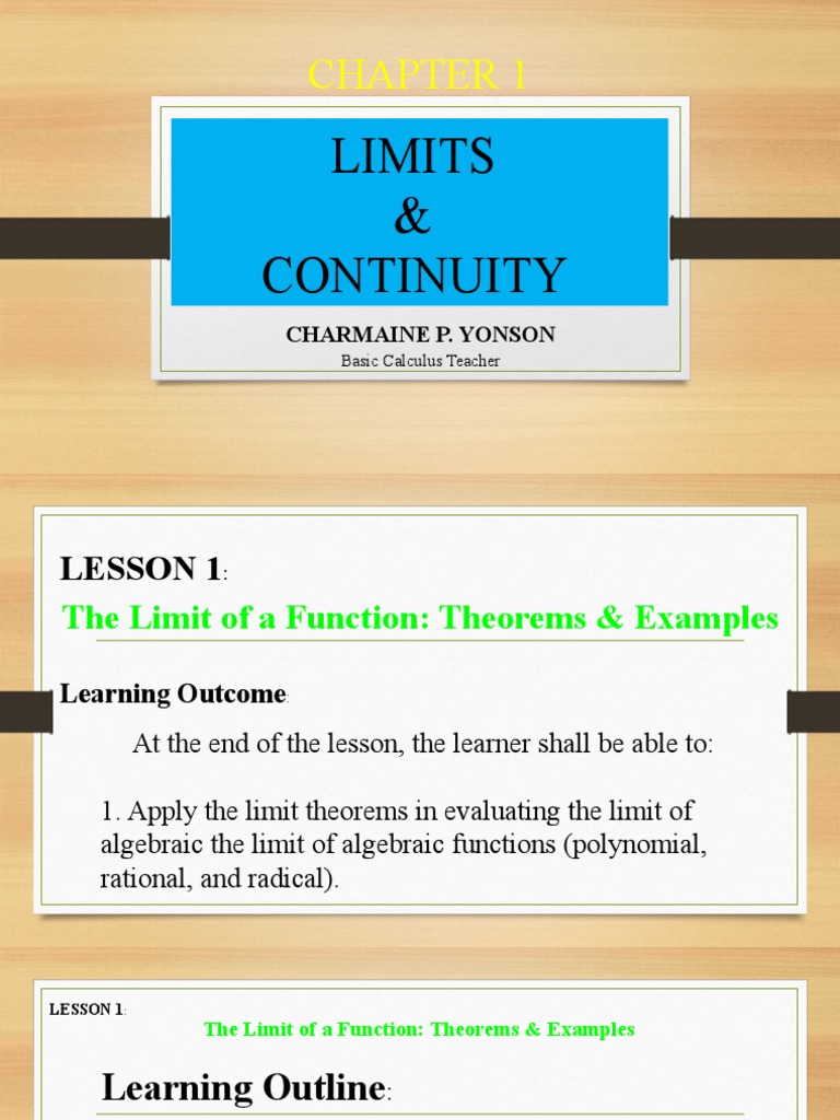 Bc Chapter 1 Limits And Continuity Lesson 1 D Pdf Limit Mathematics Polynomial