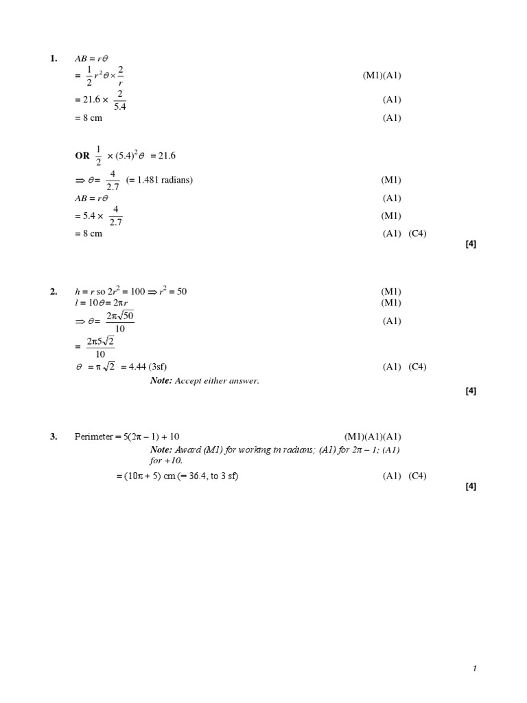 Sector Area and Perimeter Calculations | PDF | Area | Trigonometry