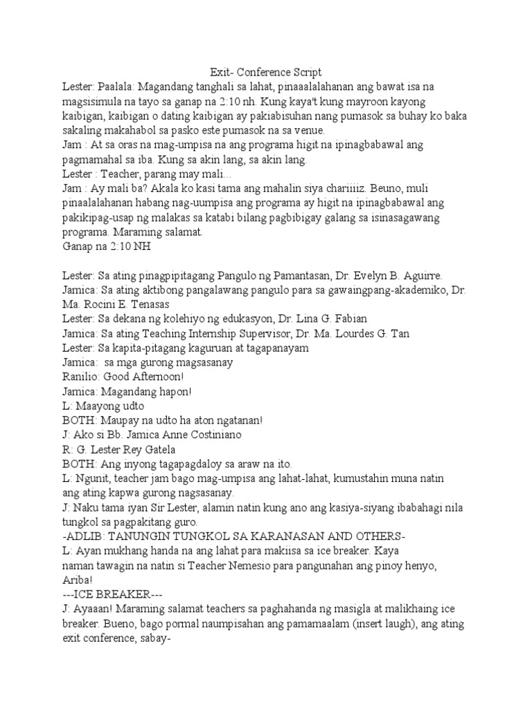 Exit Conference Script | PDF
