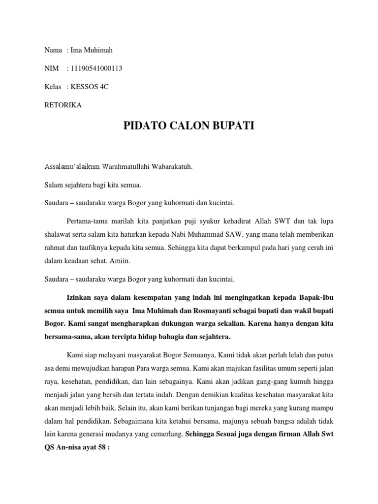 4c-Kessos-Pidato Resmi Bupati Bogor Retorika-Ima Muhimah-113. | PDF ...