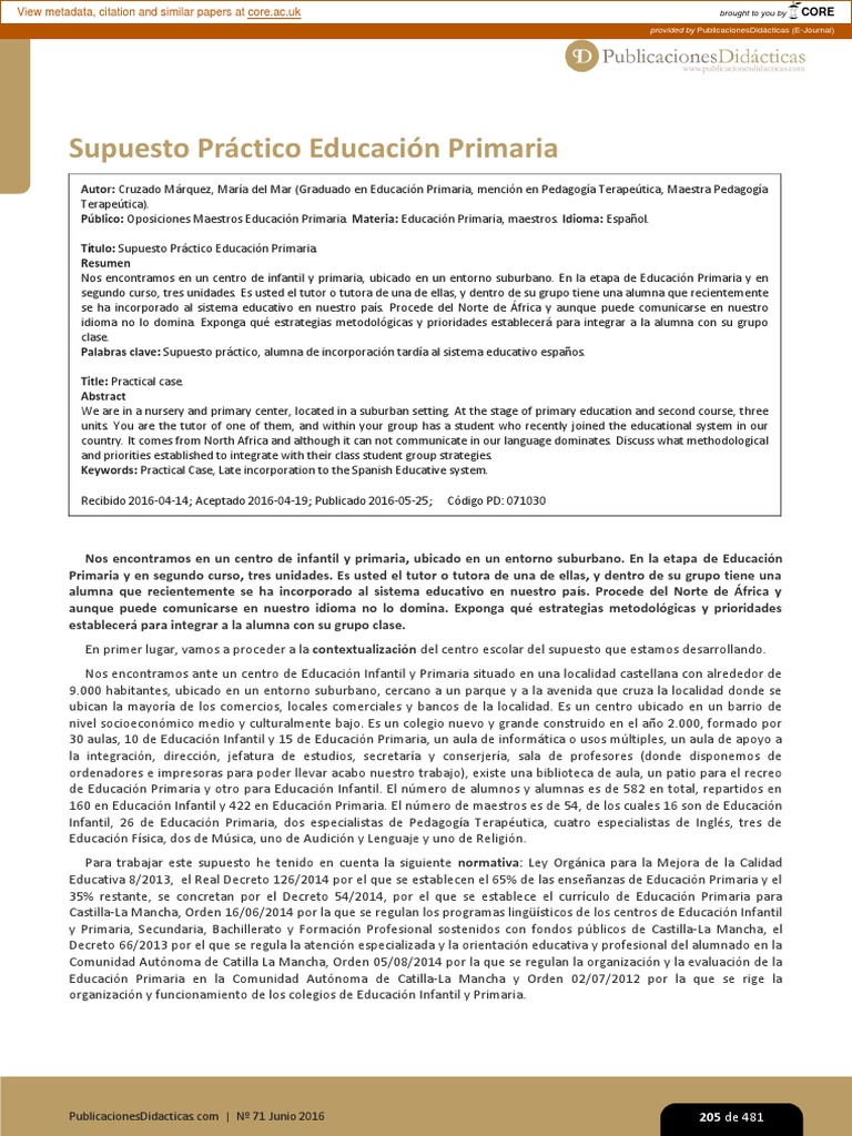 Supuesto Práctico | PDF | Evaluación | Educación de la primera infancia