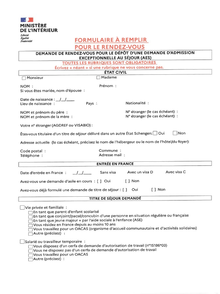 Formulaire RDV AES | PDF