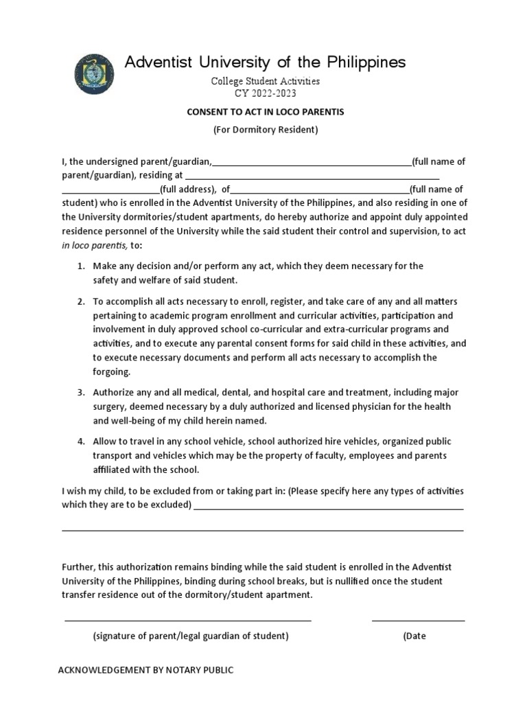 Loco Parentis Dormitory Resident | PDF