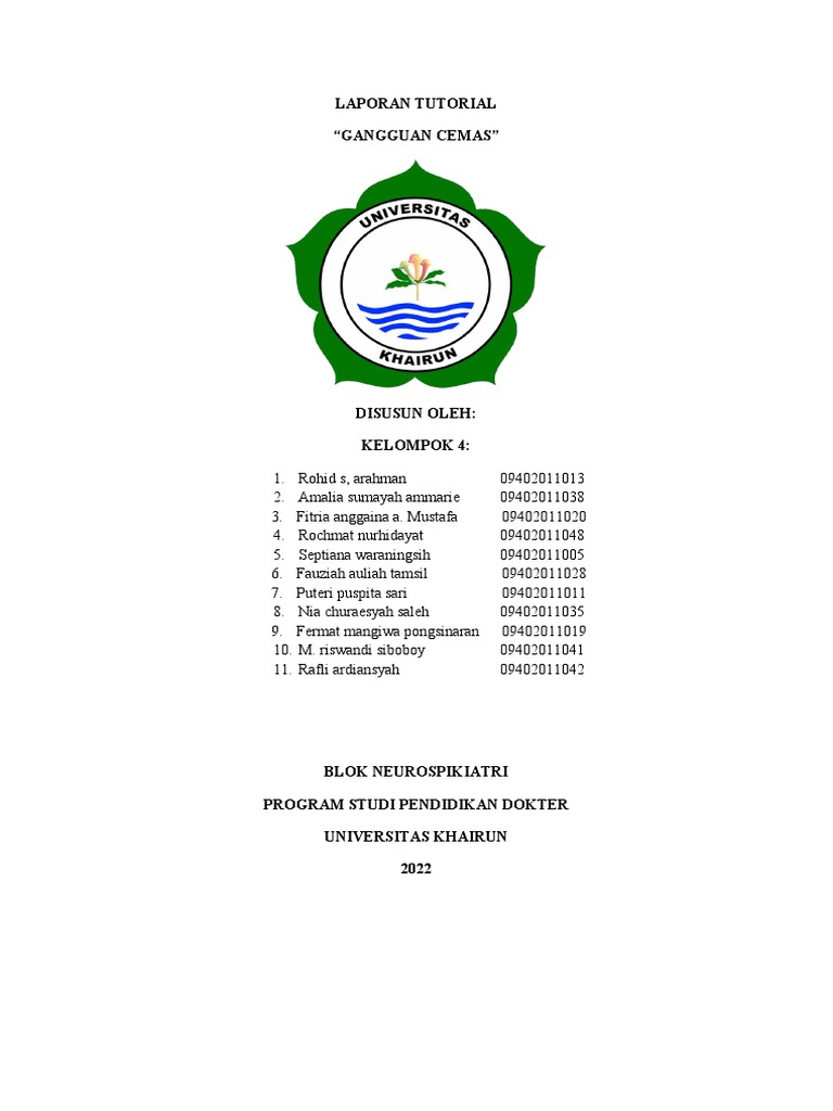 Laporan Tutorial Gangguan Cemas Kel 4 | PDF