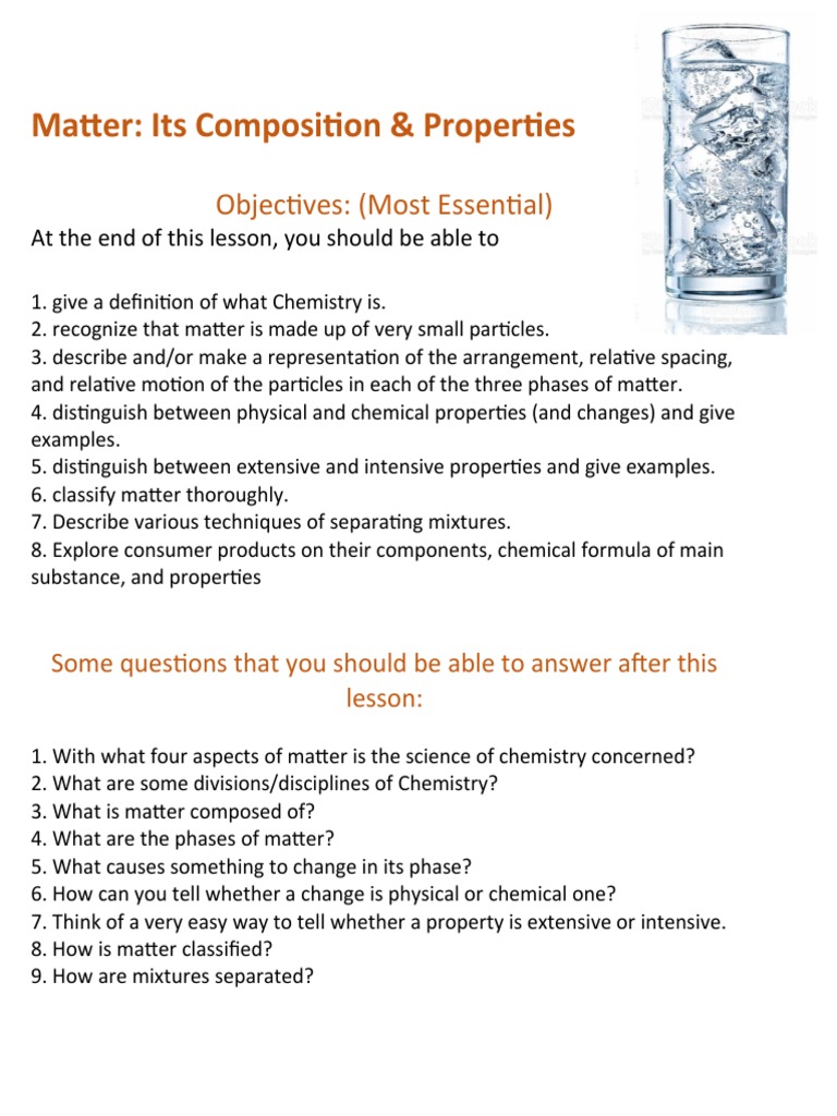 Matter - Lesson 1 - Chemistry | PDF | Chemistry | Mixture