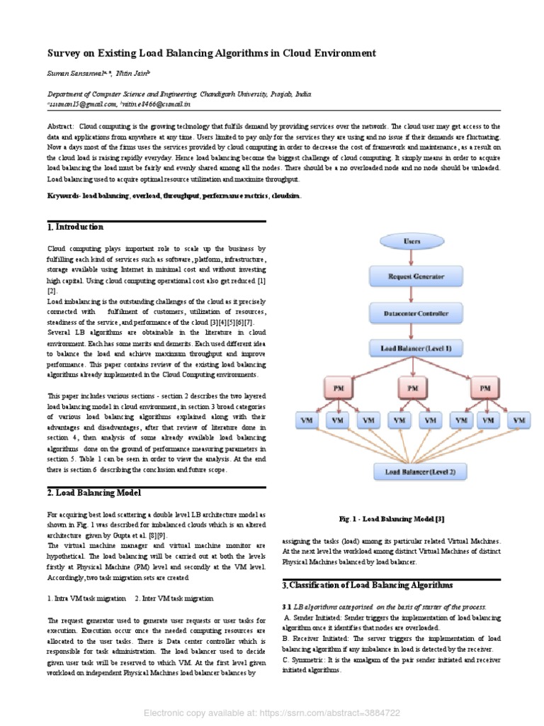 Ssrn Id3884722 Pdf Load Balancing Computing Cloud Computing