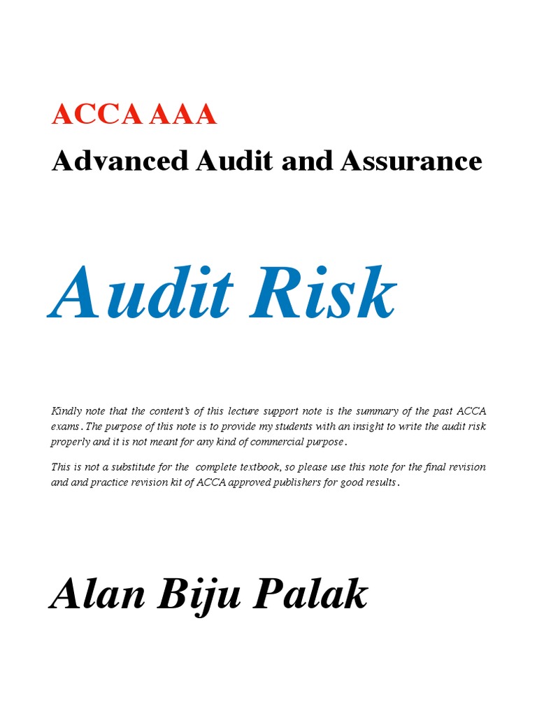 ACCA AAA Audit Risk by Alan Biju Palak | PDF | Deferred Tax | Financial ...