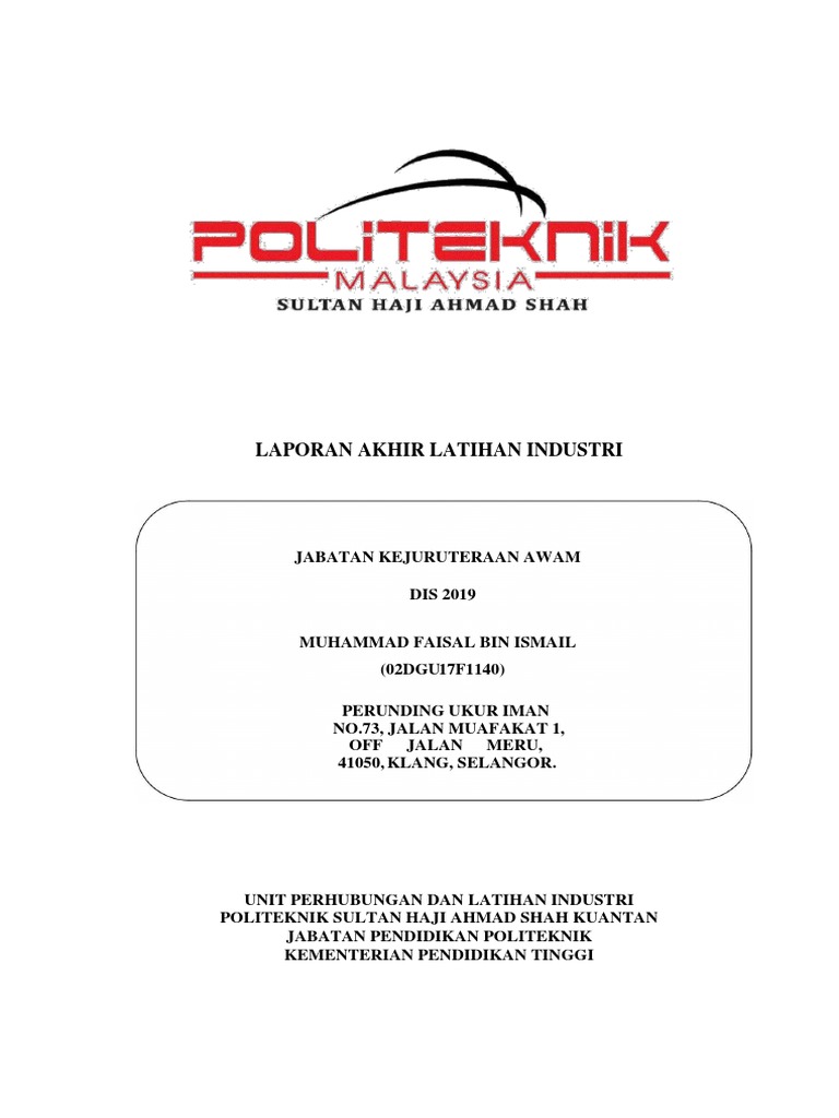 Laporan Akhir Latihan Industri | PDF