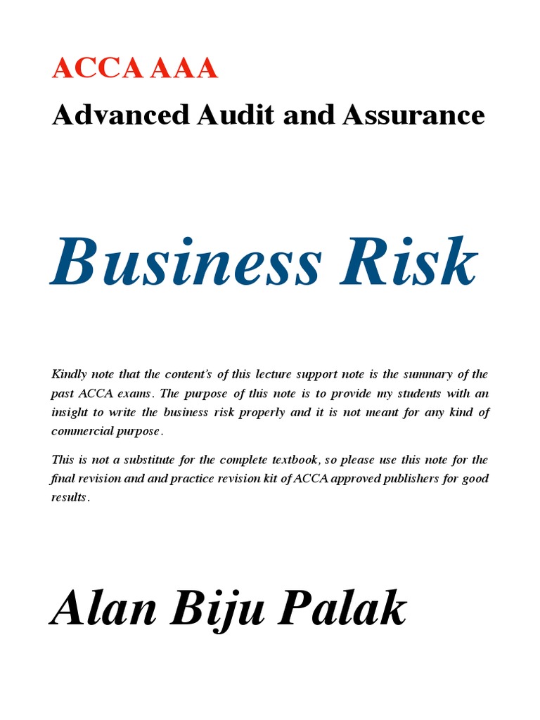 ACCA AAA Business Risk Summary Notes | PDF | Regulatory Compliance | Loans