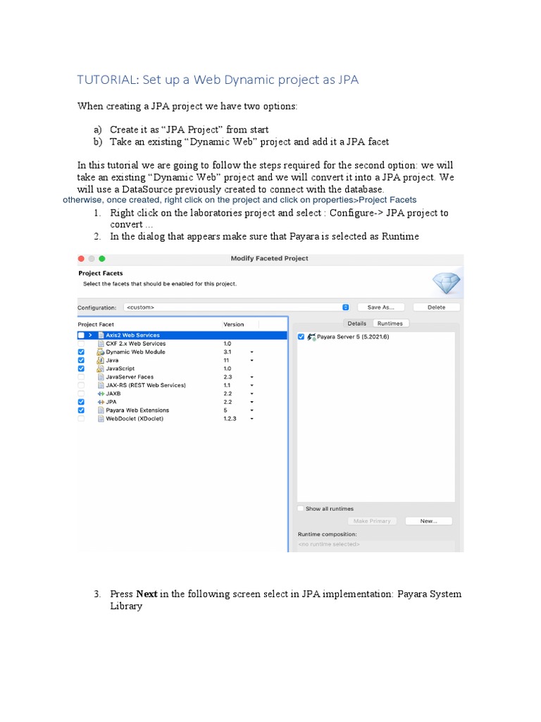 Tutorial Set Up A Web Dynamic Project As Jpa Pdf Software Development Computer Engineering