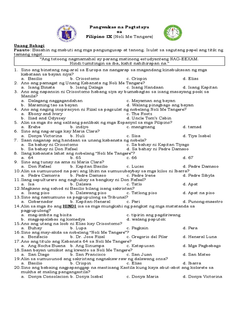Ika-Apat Na Markahang Pagsusulit Sa Filipino IX | PDF Ika-Apat Na Markahang Pagsusulit Sa Filipino IX | PDF