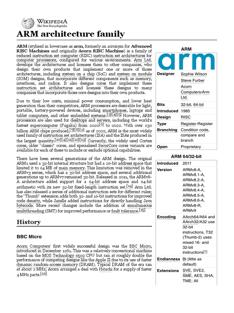 ARM Architecture Family - Wikipedia | PDF | 64 Bit Computing | Central ...