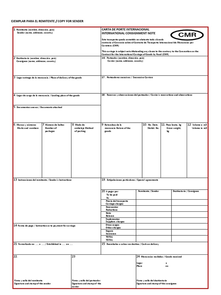Nueva Carta de Porte | PDF