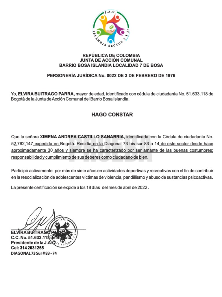 Prueba: Hago Constar | PDF