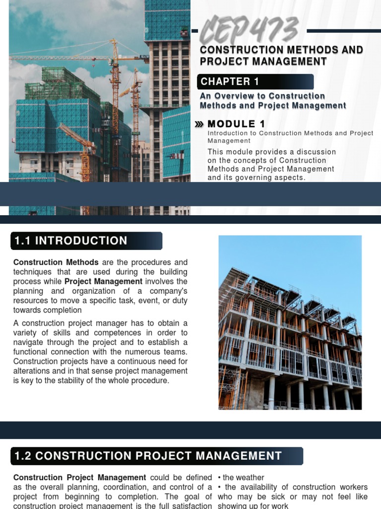 Introduction To Construction Methods and Project Management | PDF ...