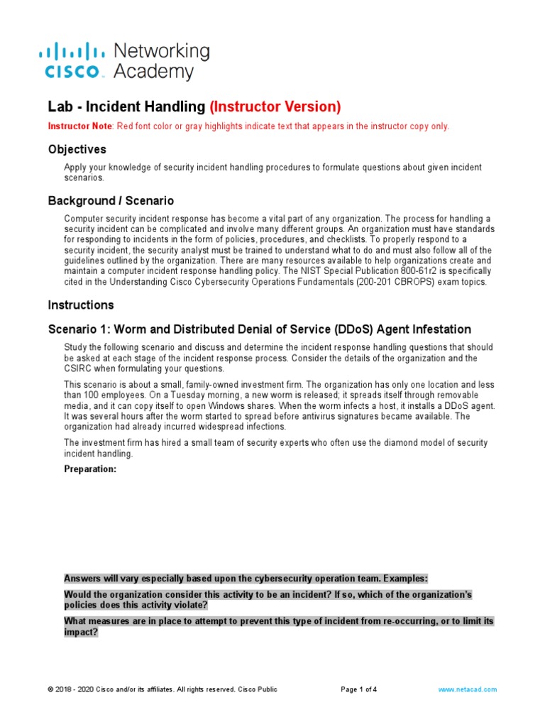 Incident Handling Lab Scenarios | PDF | Computer Security | Security
