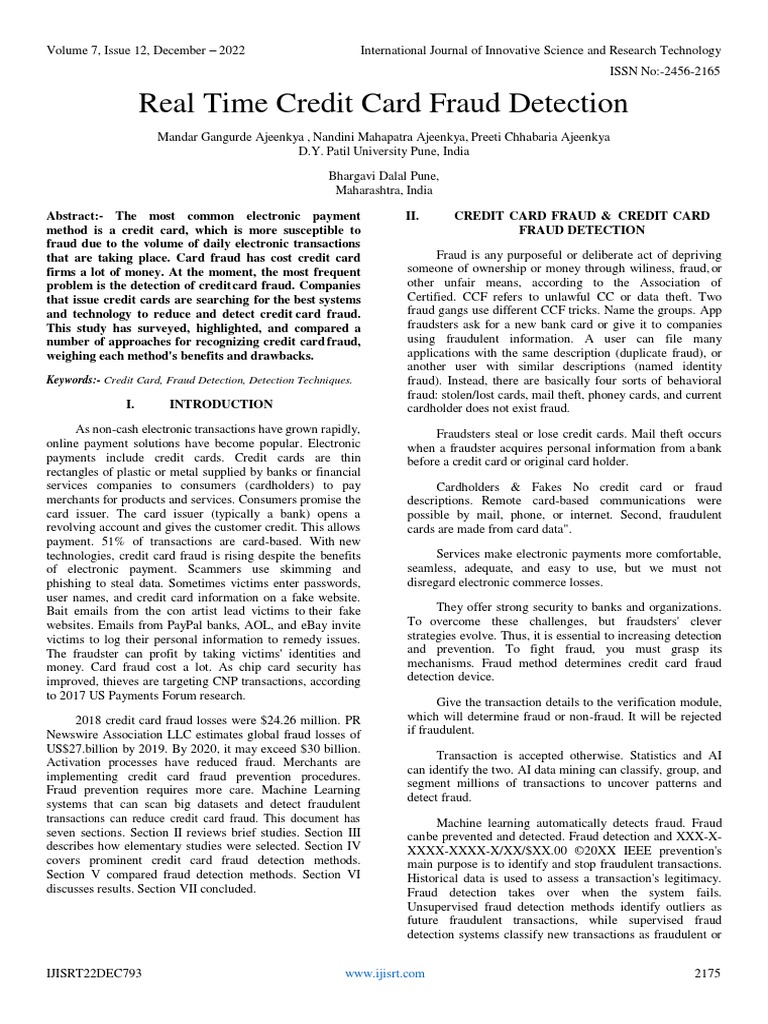 Real Time Credit Card Fraud Detection | PDF | Support Vector Machine ...