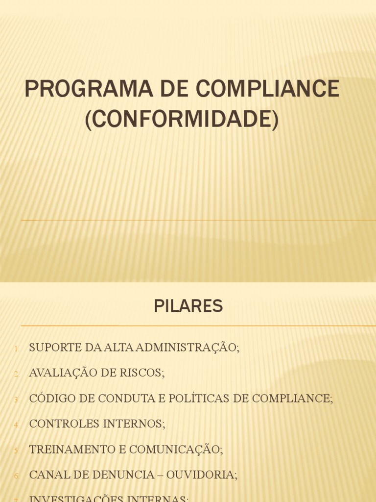 Os Nove Pilares Fundamentais de um Programa de Compliance Eficaz | PDF