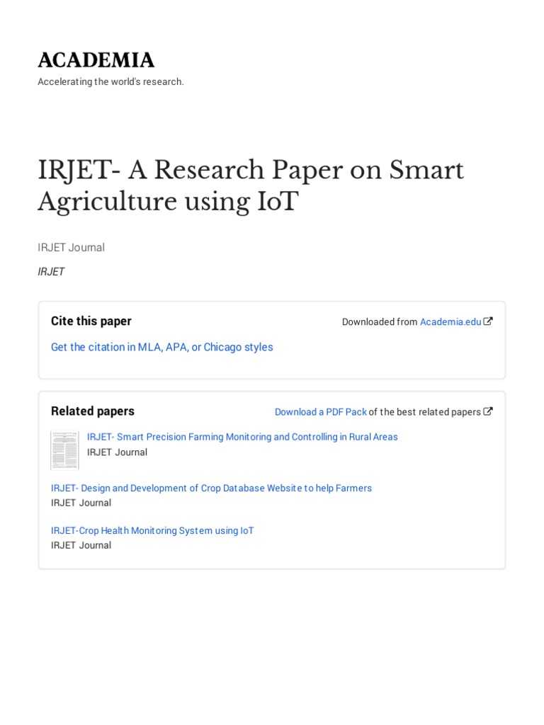 IRJET - V7I7479 With Cover Page v2 | PDF | Internet Of Things | Agriculture