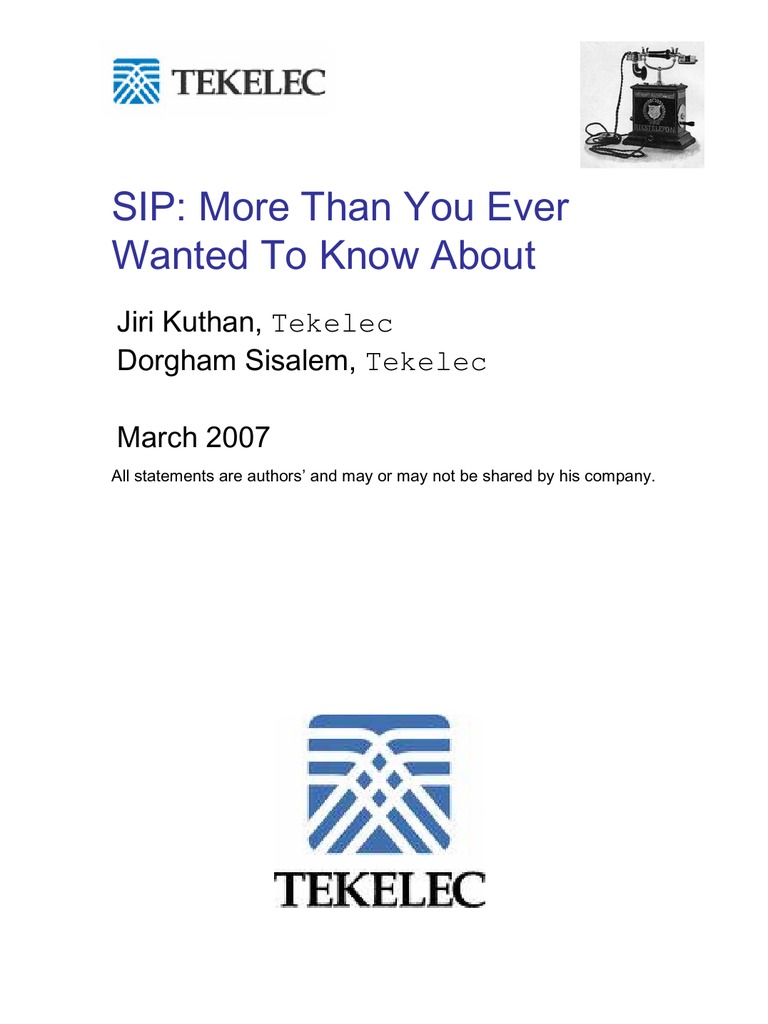 Sip Tutorial Pdf Session Initiation Protocol Computer Networking 5663