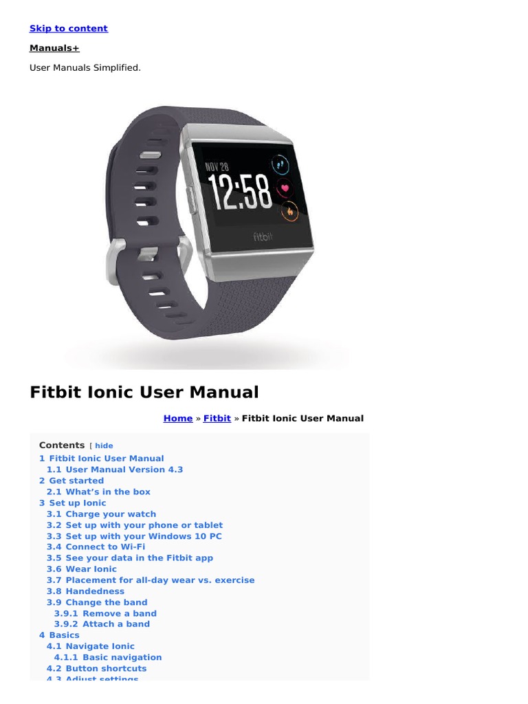 Fitbit Ionic Manual | PDF | Fitbit | I Tunes