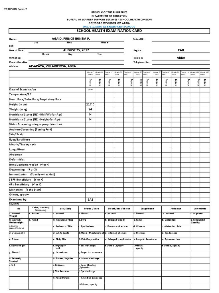 School Health Cards and Forms | PDF | Dentistry | Periodontology